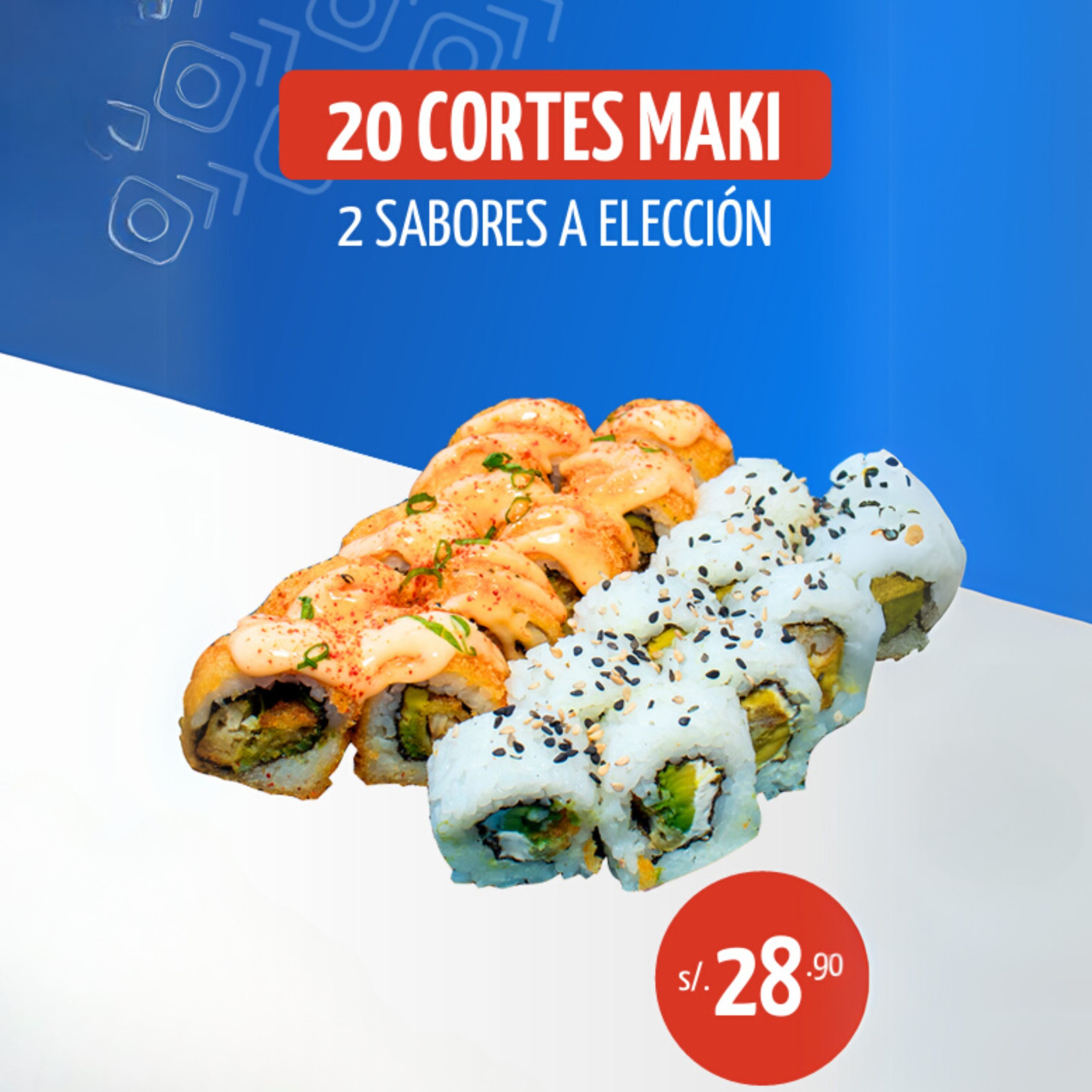 20 CORTES MAKI + 2 SABORES A ELECCION – D'MARE SUSHI