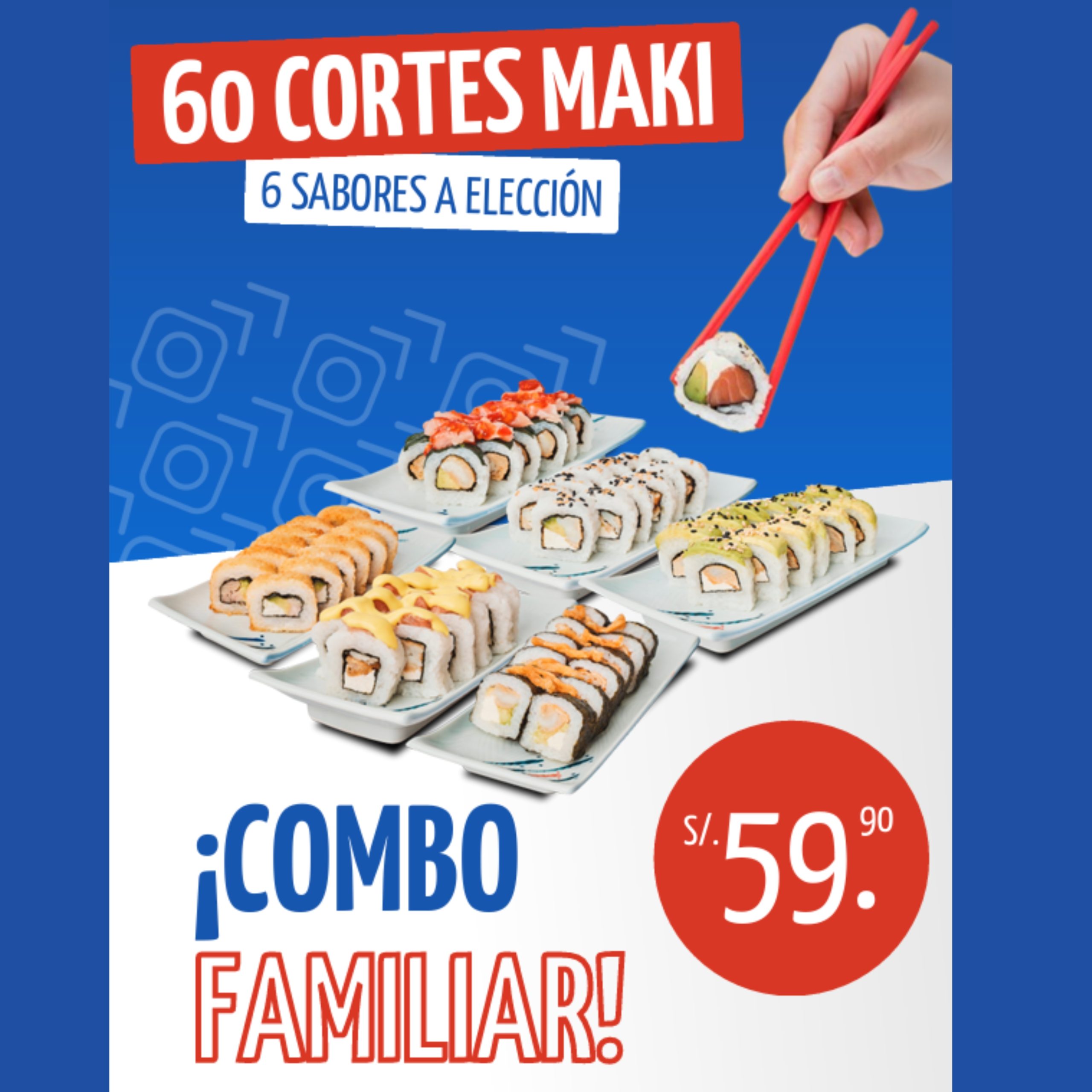 60 CORTES MAKI + 6 SABORES A ELECCIÓN – D'MARE SUSHI